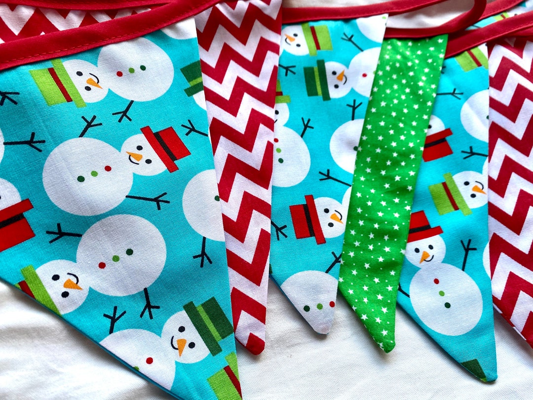 Banderines navideños hechos a mano: divertidos muñecos de nieve, tela ...