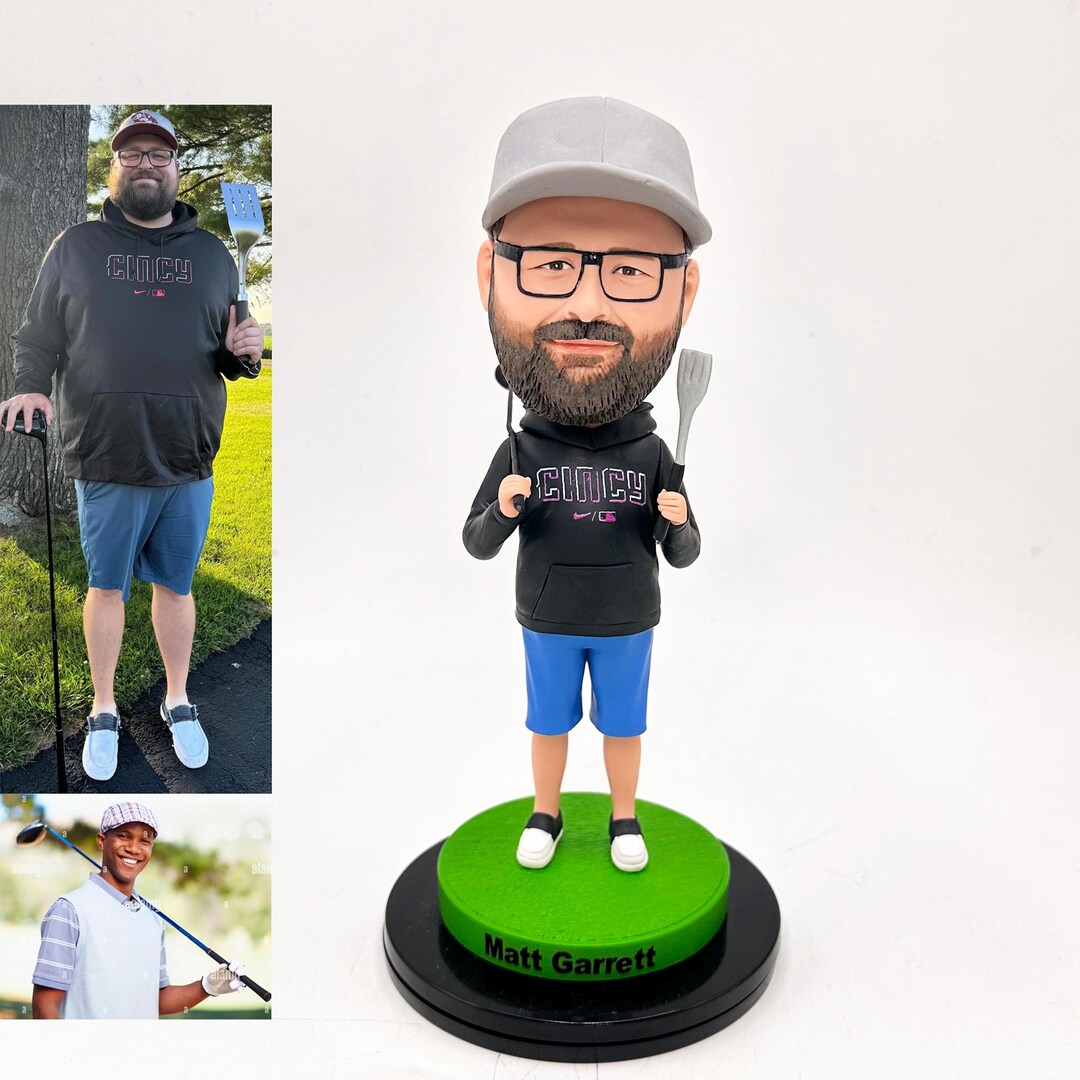 Custom Househusband Bobbleheads Playing Golf, Custom Golfer Bobbleheads ...