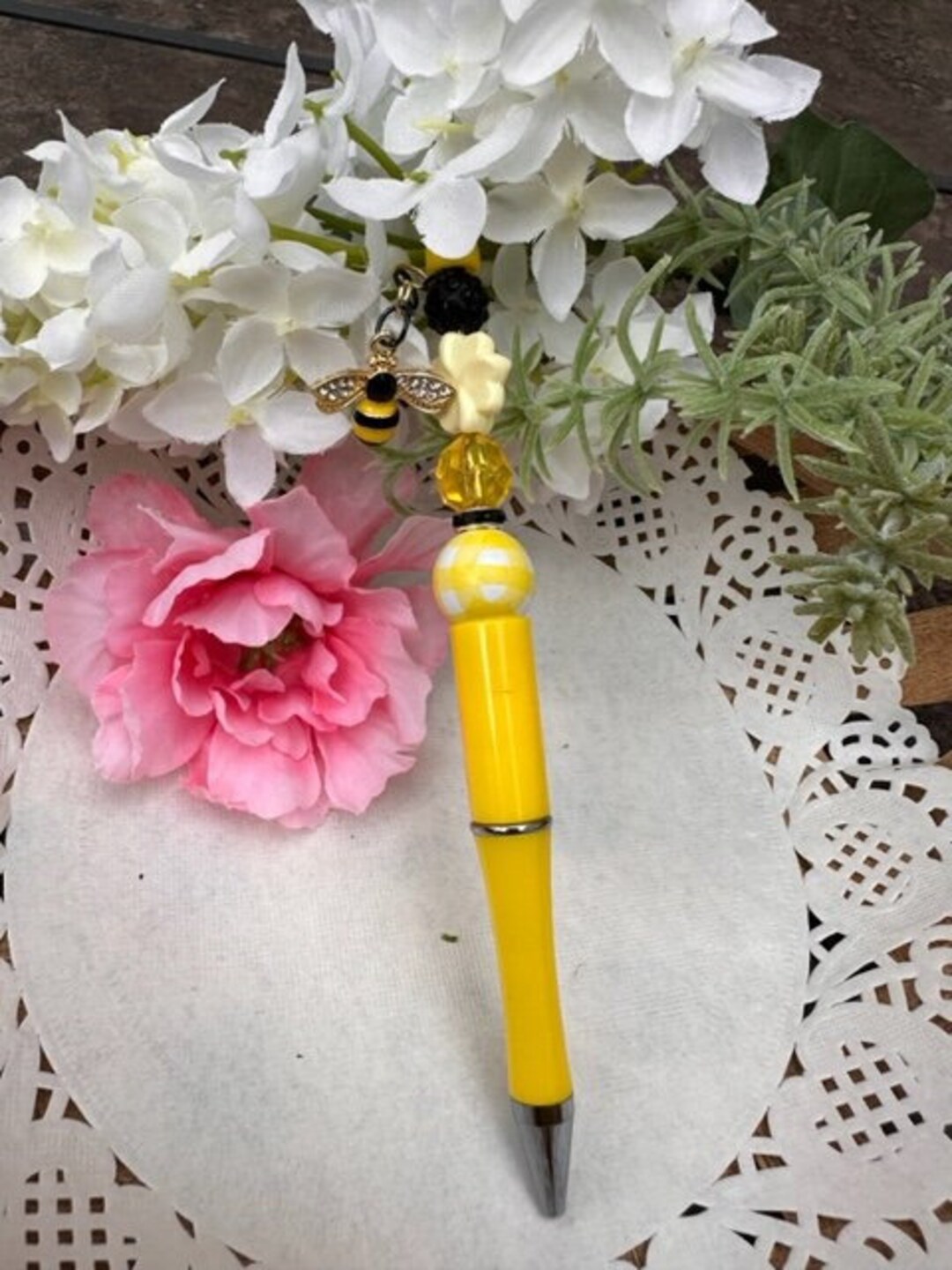 Yellow Bee Beaded Pen, Bumble Bee, Beaded Pen, Cute Bling Girl Gift ...