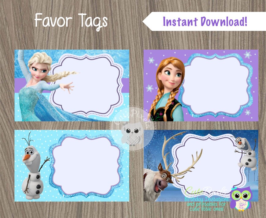 Frozen Favor Tags Frozen Name Tags Frozen Favor Labels | Etsy