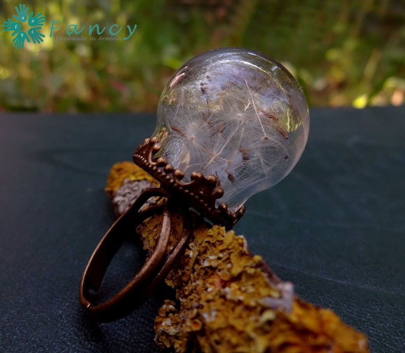 Real Dandelion Ring Dandelion Wish Jewelry Unique Rings | Etsy