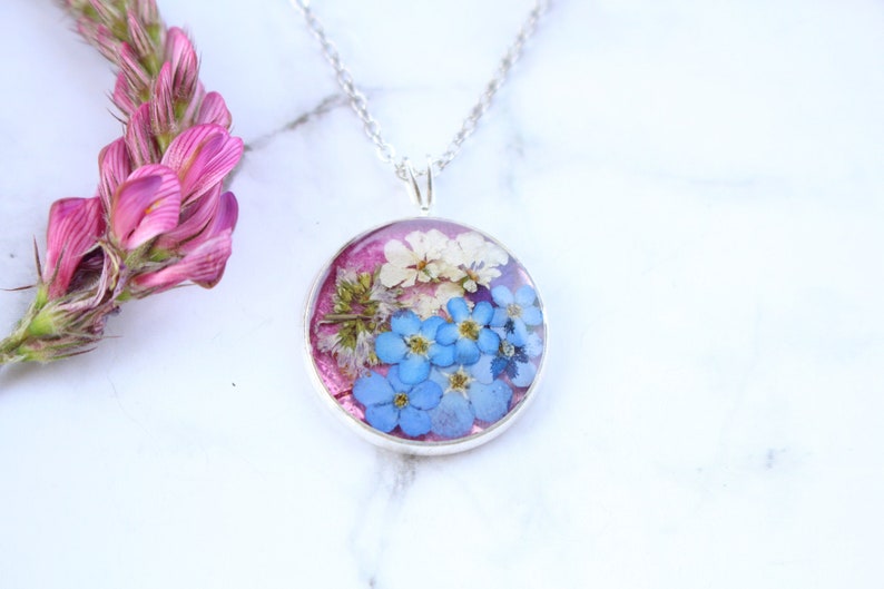 Forget Me Not Necklace Silver Plated Forget Me Not Gifts for - Etsy