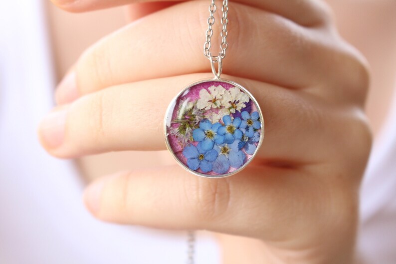 Forget Me Not Necklace Silver Plated Forget Me Not Gifts for - Etsy