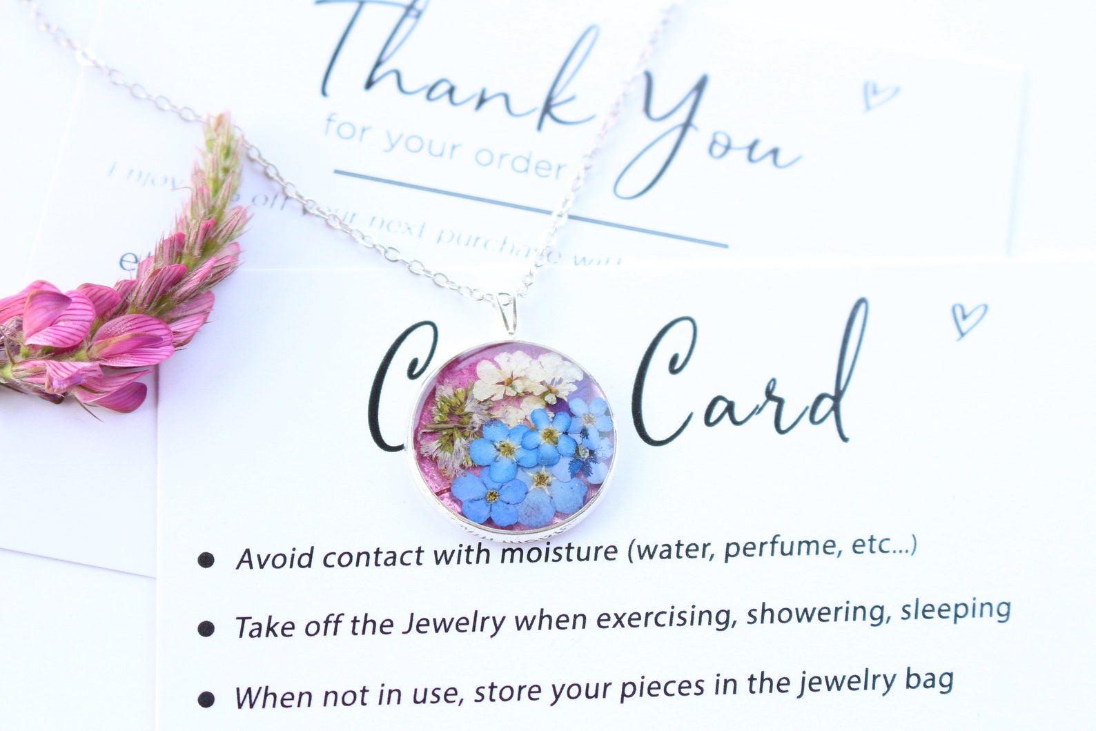 Forget Me Not Necklace Silver Plated Forget Me Not Gifts for - Etsy