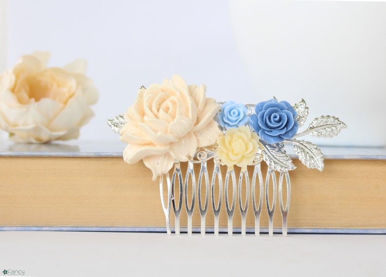 Dusty Blue Flower Hair Comb Dusty Blue Hair Comb Dusty Blue - Etsy