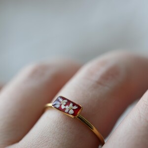 Dainty Flower Rings With Pressed Flowers , Dried Flower Rings for Her ...