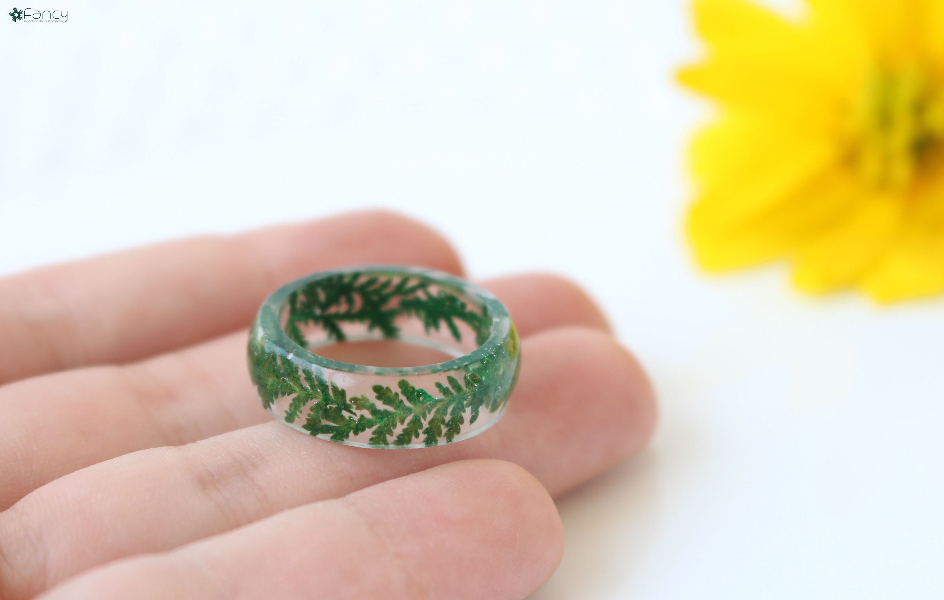Fern Resin Ring Living Plant Resin Jewelry Green Resin - Etsy