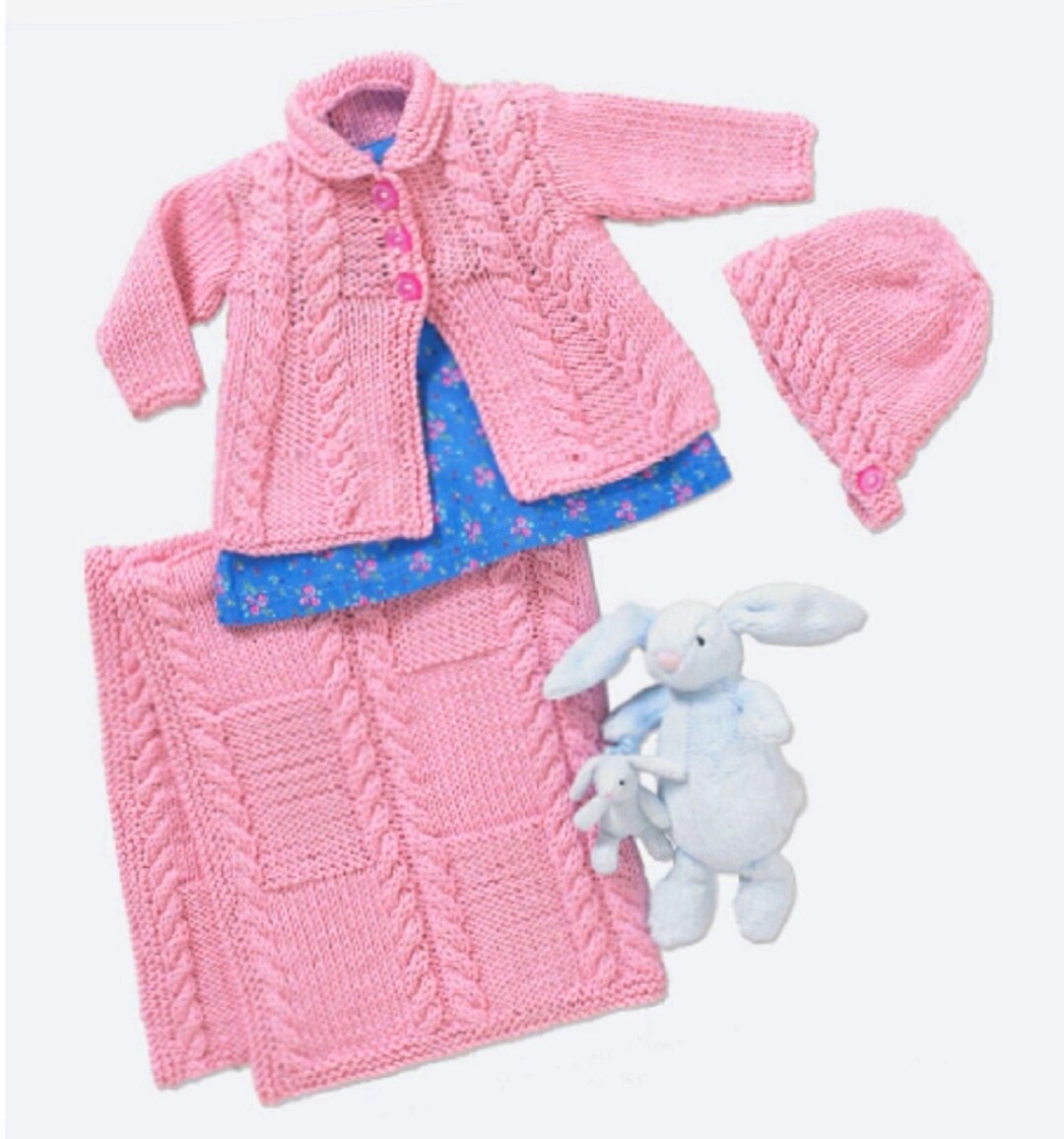 5188 BABY GIRL /child's Set Matinee Coat Bonnet and Blanket Baby Shower ...
