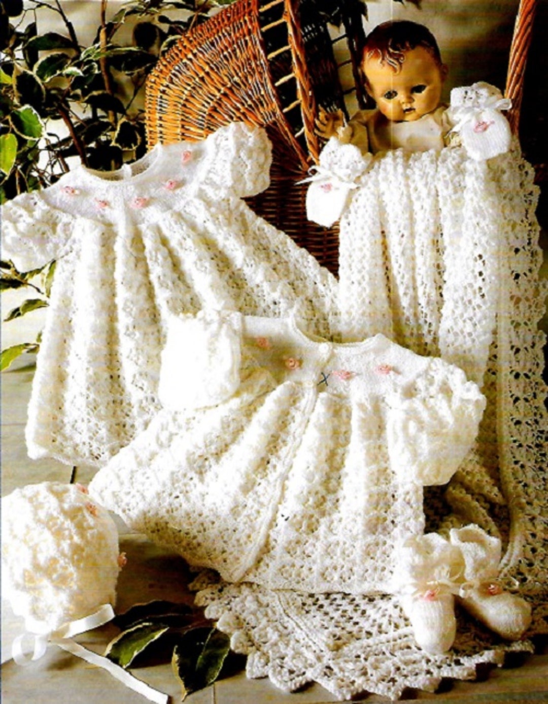 4165 Stunning Baby Layette Lace Design Knitting Pattern PDF Download - Etsy