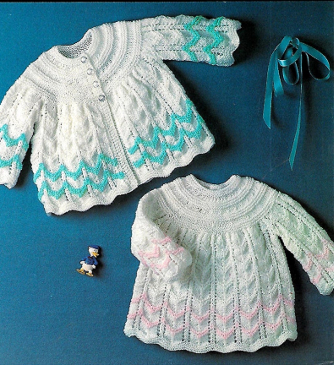 3339 Baby Matinee Coat & Angel Top Original 1970's Vintage Knitting ...