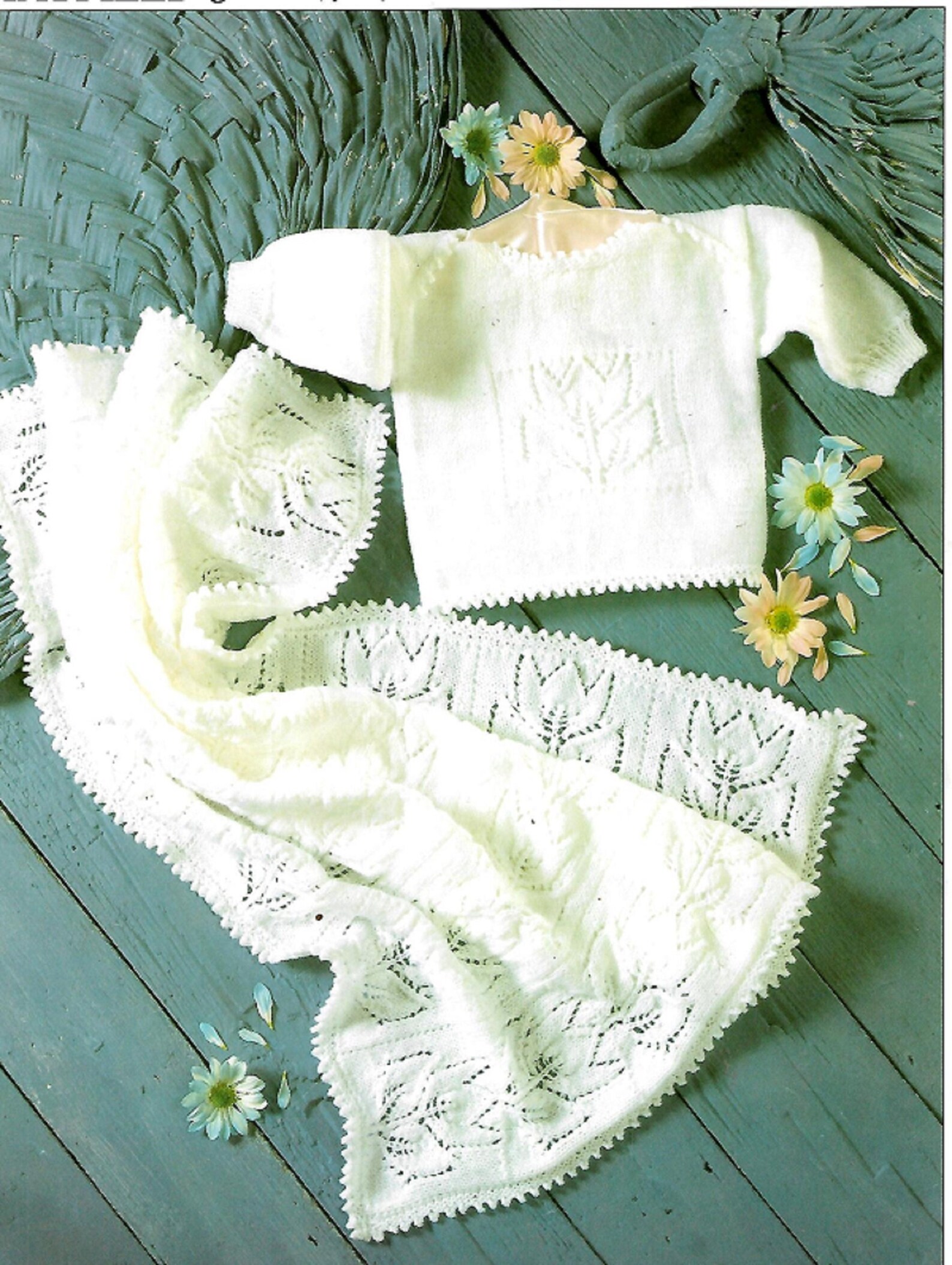 4538 Baby's Envelope Neck Top & Blanket Knitting Pattern - Etsy