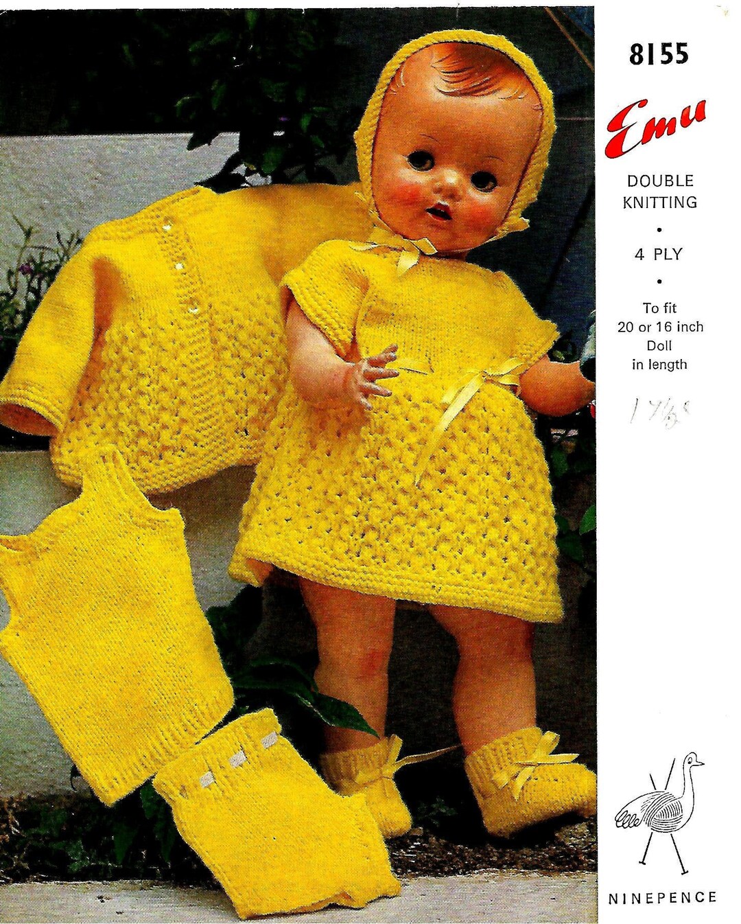 EMU 8155 Vintage Doll Knitting Pattern PDF Instant Download - Etsy