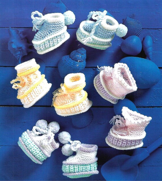 1095 PRETTY BABY Bootees Baby Booties baby Shoes cosy Baby Boots Knitting Pattern PDF Download Etsy Ireland
