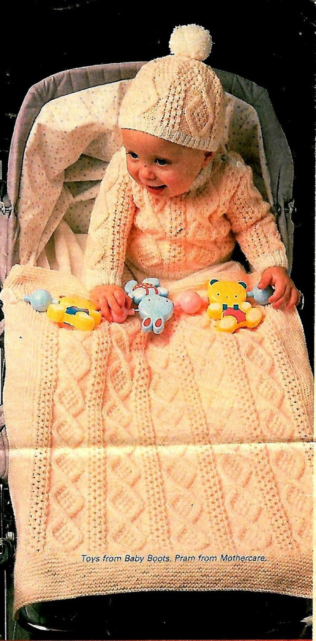 Vintage Cable Knit Baby Pram Set Pattern (PDF Download) - Etsy