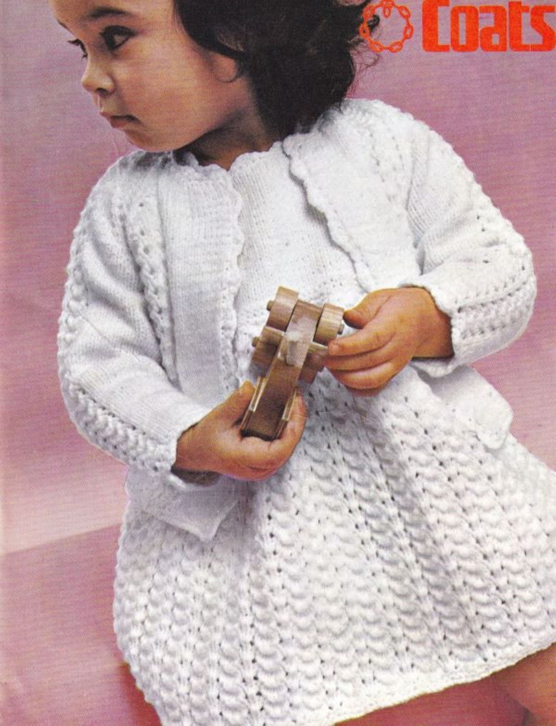 219 BABY GIRL Coat & Dress Set/cute Baby Set Original Vintage Knitting ...