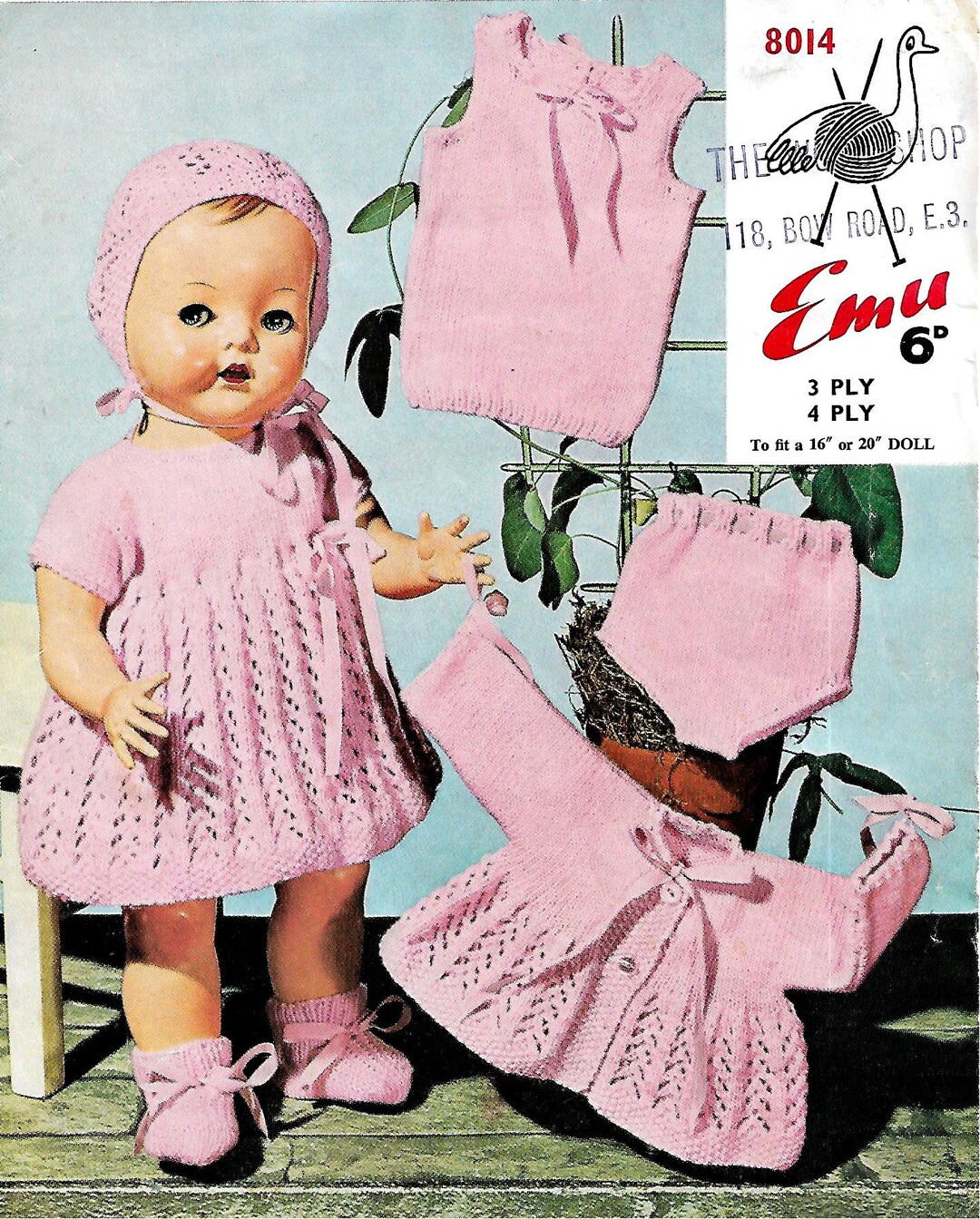 EMU 8014 Vintage Doll Knitting Pattern Instant Download - Etsy UK