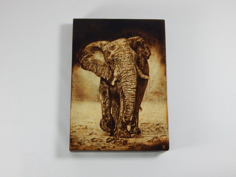 Hand Made Elephant, Pyrography, Wood Burn - Etsy