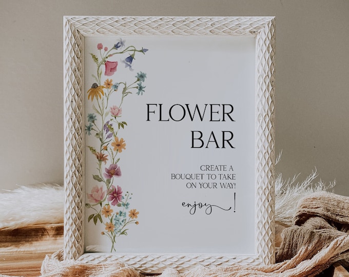 Wildflower Flower Bar Sign, Bridal Shower, Bouquet Bar Sign, Make a ...