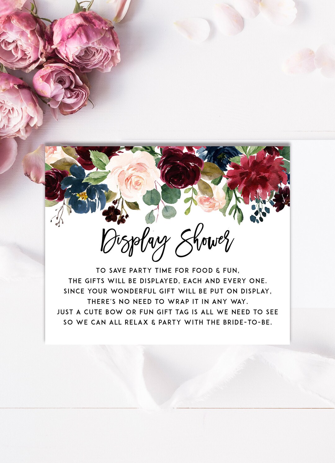 Display Shower Card Insert, Bridal Shower Insert, Autumn Fall Bridal ...