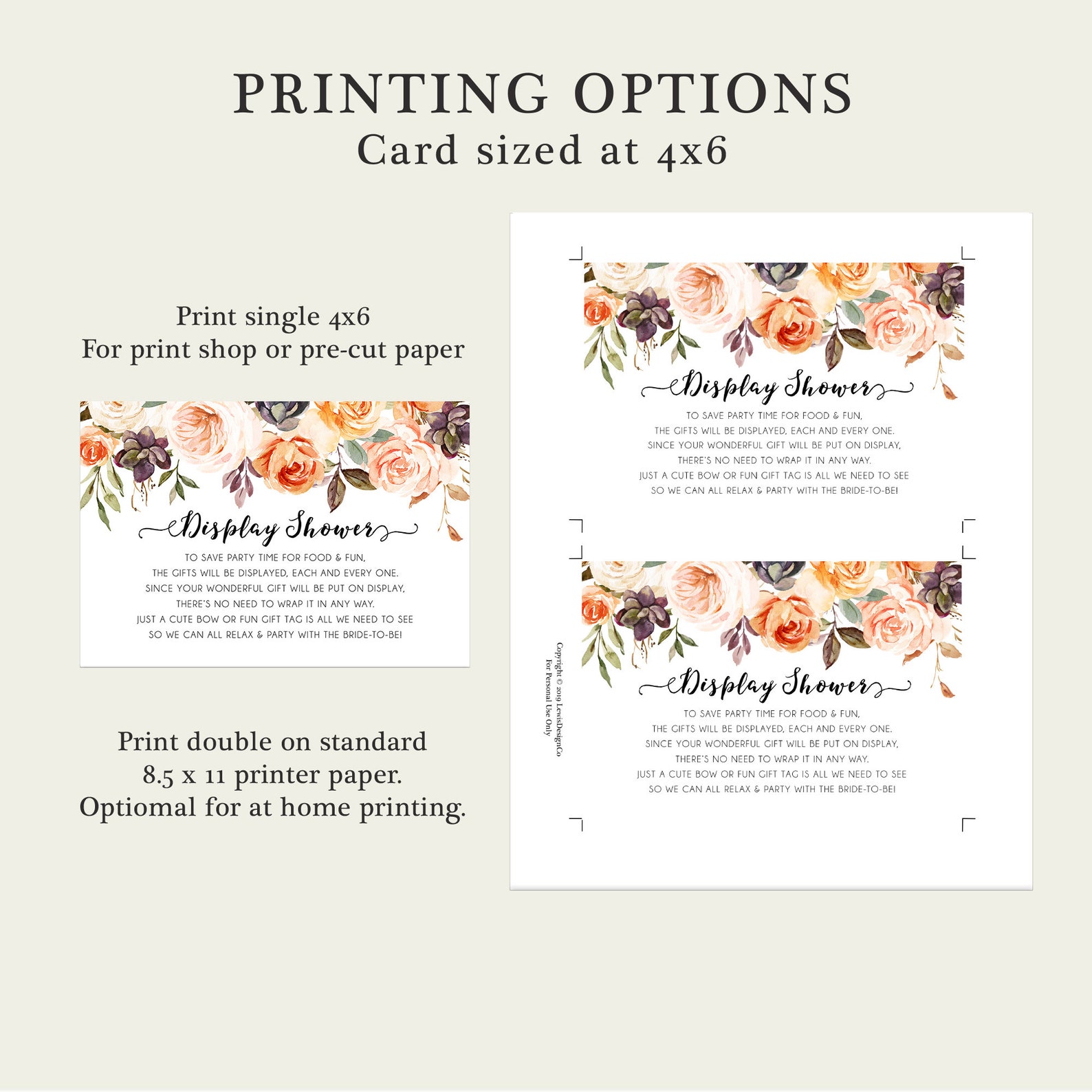 Display Shower Card Insert Bridal Shower Insert Bridal | Etsy