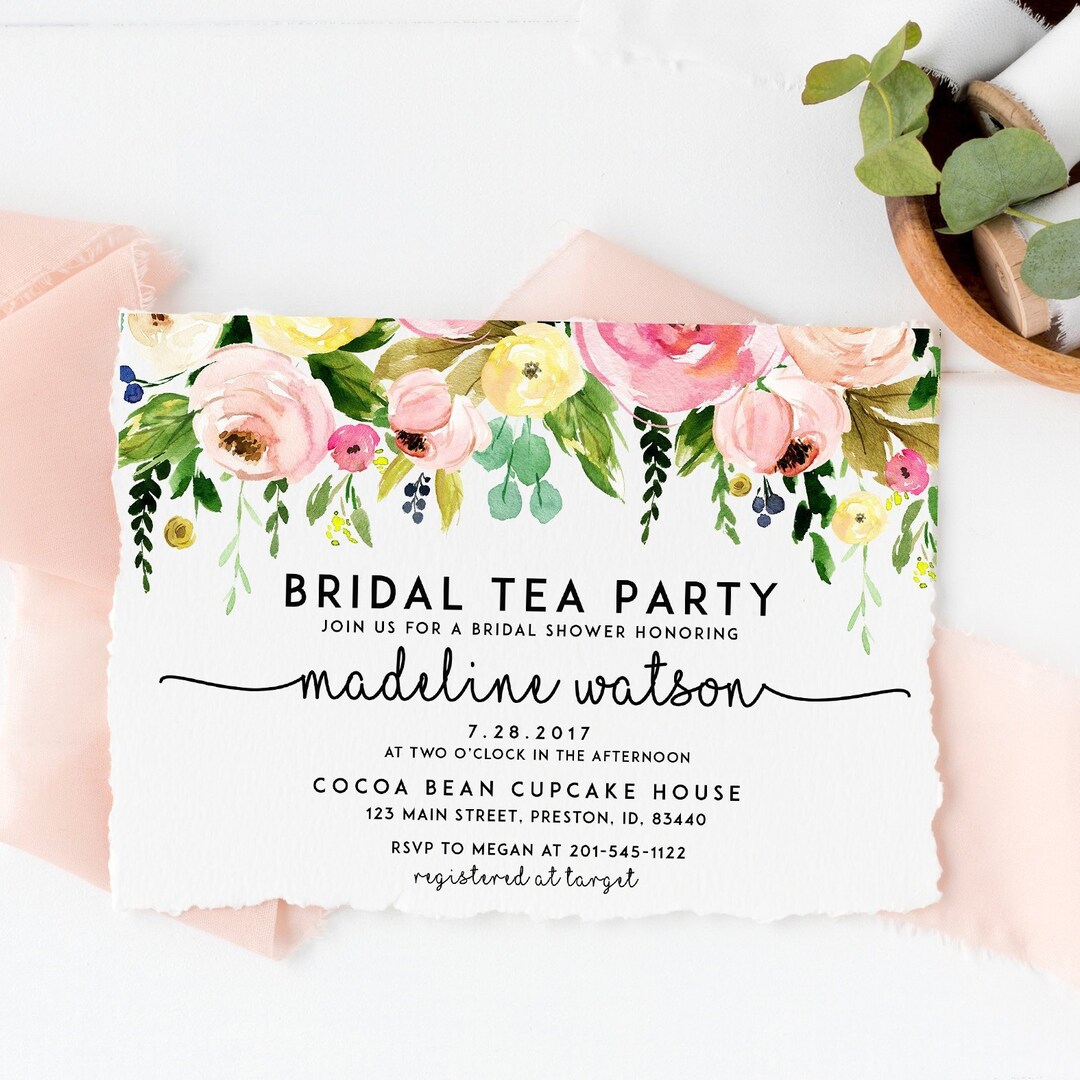 Spring Bridal Tea Party Invite, Bridal Shower Invitation, Floral ...