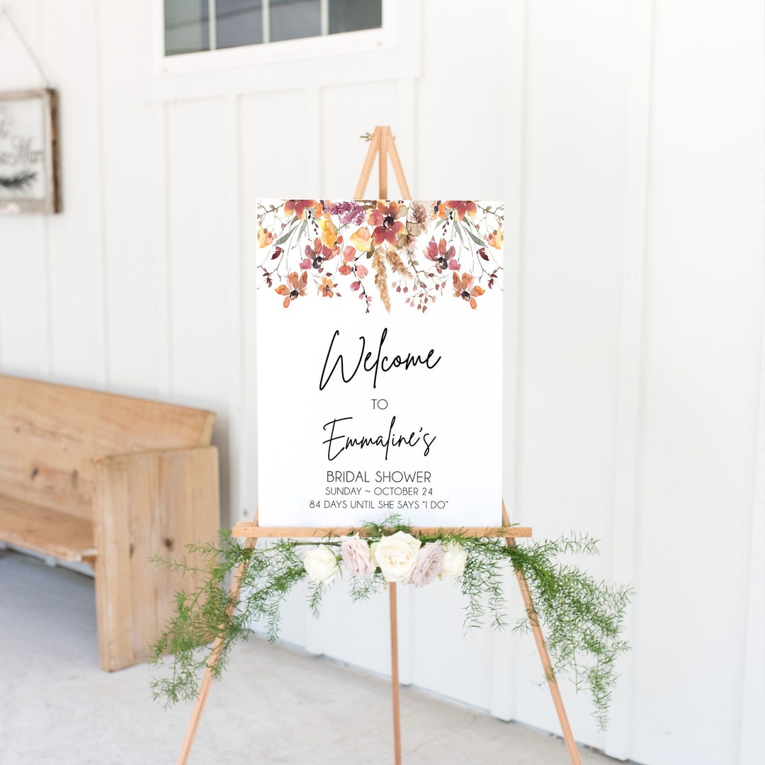 Wildflower Bridal Shower Welcome Sign, Bridal Shower Floral Sign, 18x24 ...
