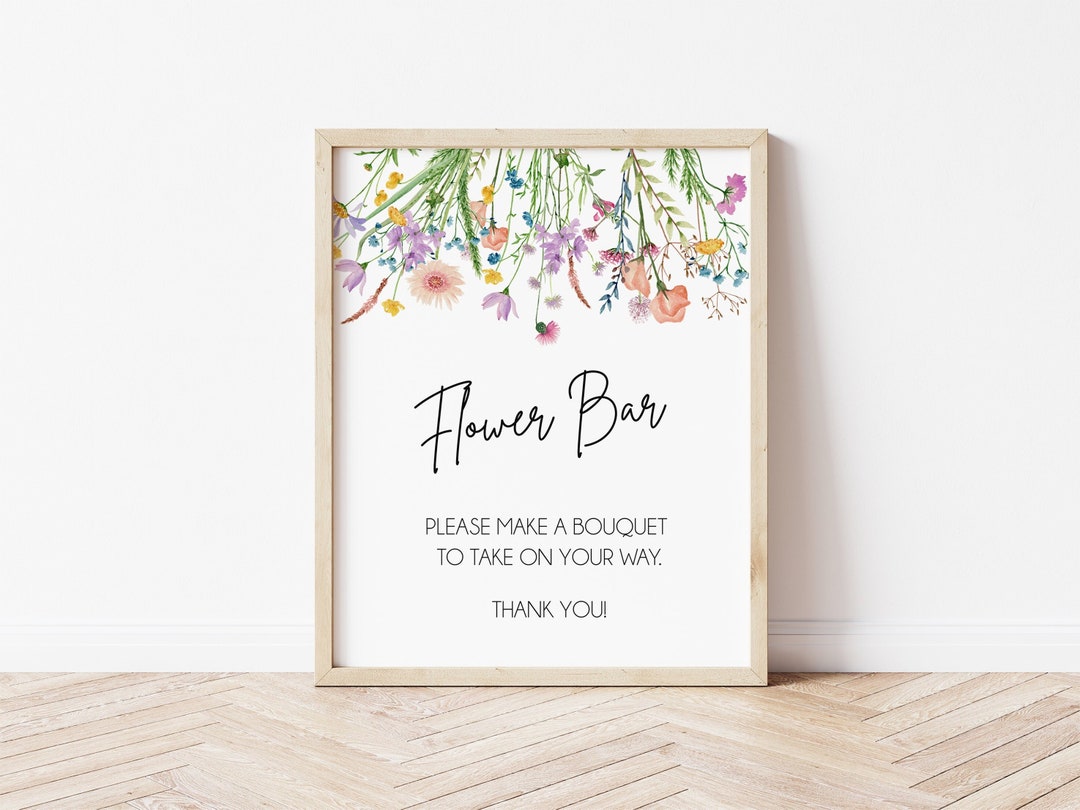 Wildflower Flower Bar Sign, Bridal Shower, Bouquet Bar Sign, Make a ...