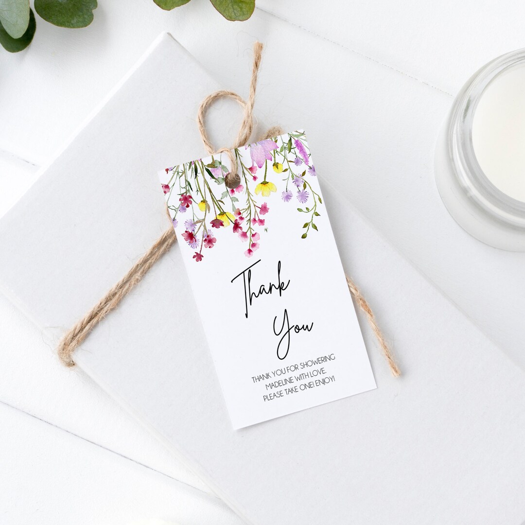 Wildflower Thank You Tag Template, Instant Download Printable Editable ...