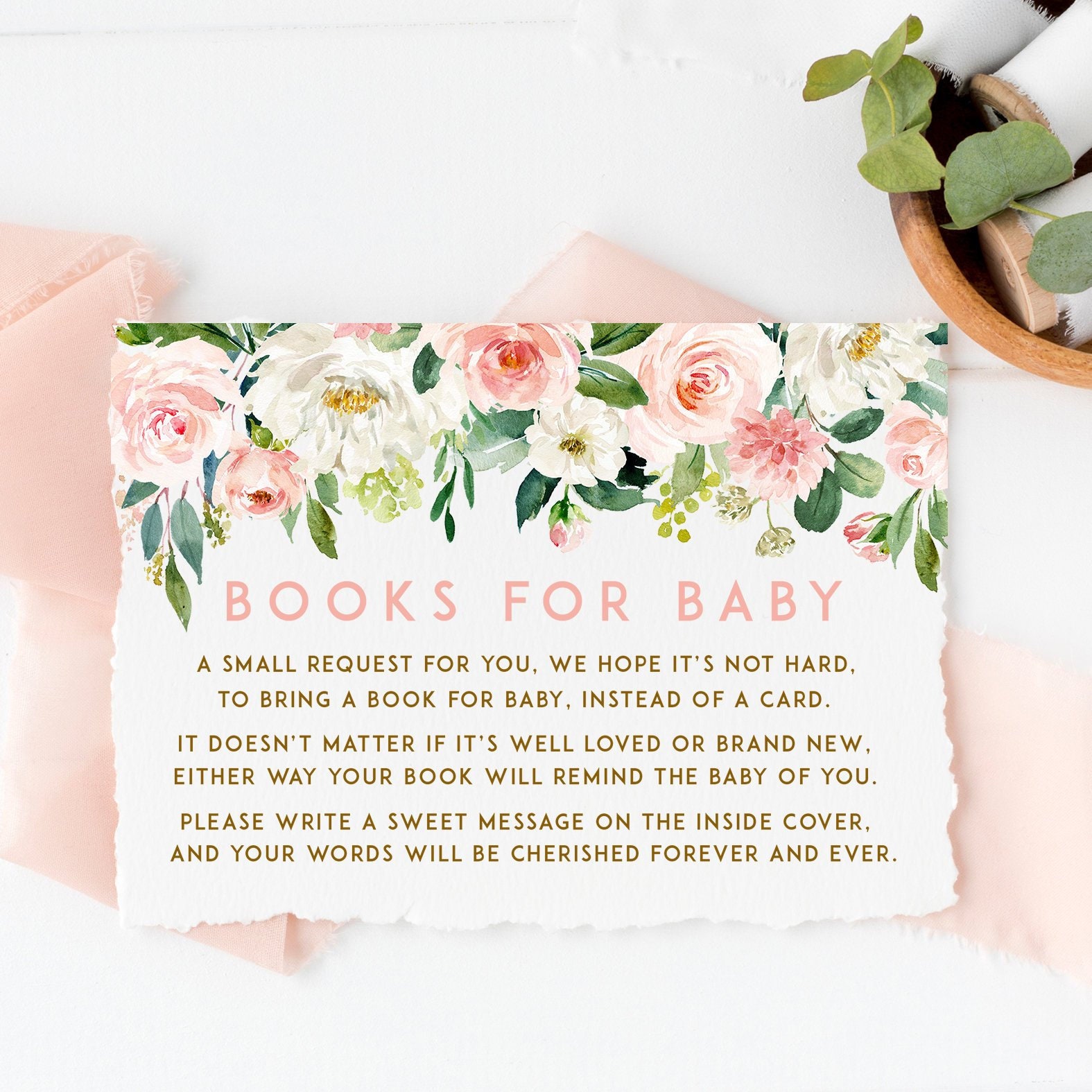 Books for Baby Baby Shower Book Request Card Floral Book | Etsy