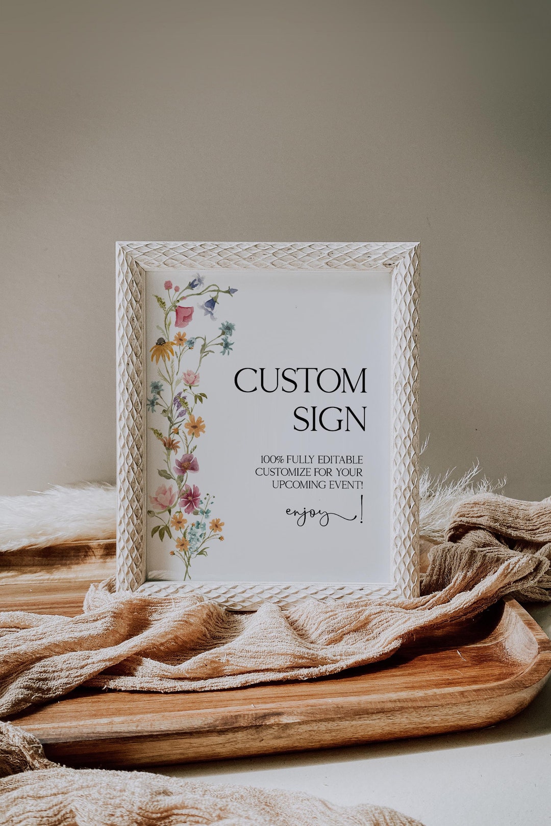 Editable Custom Sign Template, Wildflower Fully Editable Sign, Favors ...