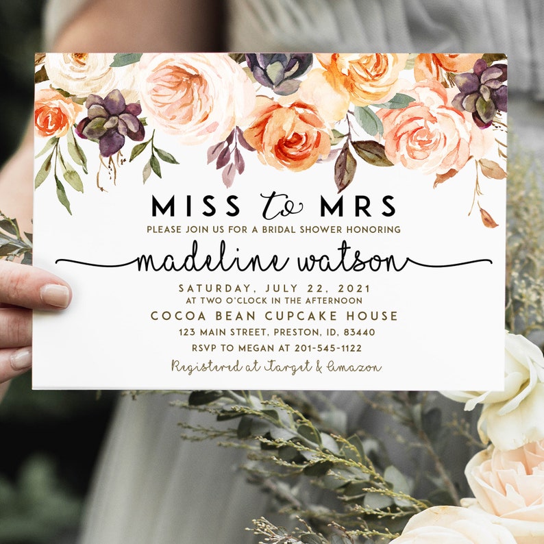 Miss to Mrs Invitation Bridal Shower Invite Blush Bridal | Etsy