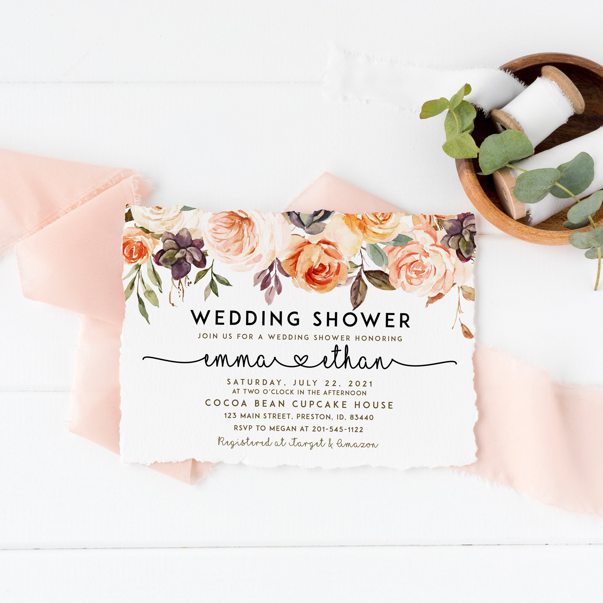 Wedding Shower Invitation Floral Couples Shower Invite Edit - Etsy