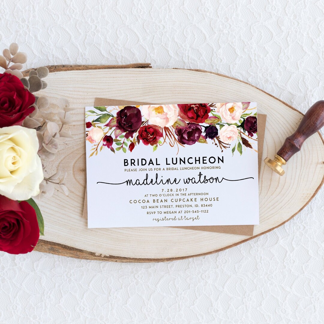Fall Bridal Luncheon Invitation, Autumn Floral Bridal Shower Invite ...