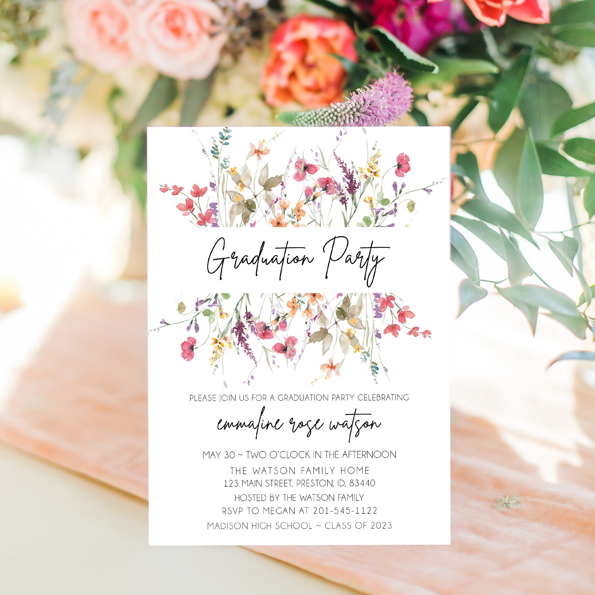 Wildflower Graduation Party Invitation High School Graduation - Etsy
