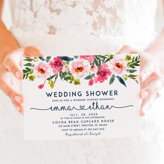 Wedding Shower Invitation Floral Bridal Shower Card Couples | Etsy