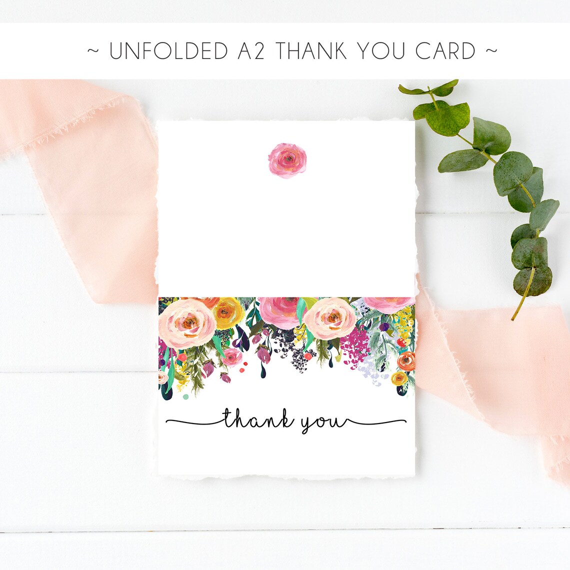 Floral Watercolor Thank You Card Bridal Shower Thank You | Etsy