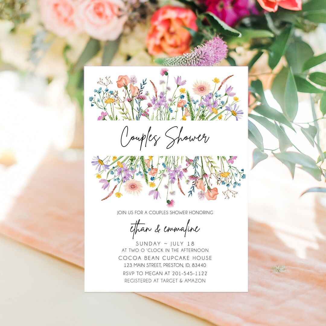 Wildflower Couples Shower Invitation, Bride Groom Shower Invite ...