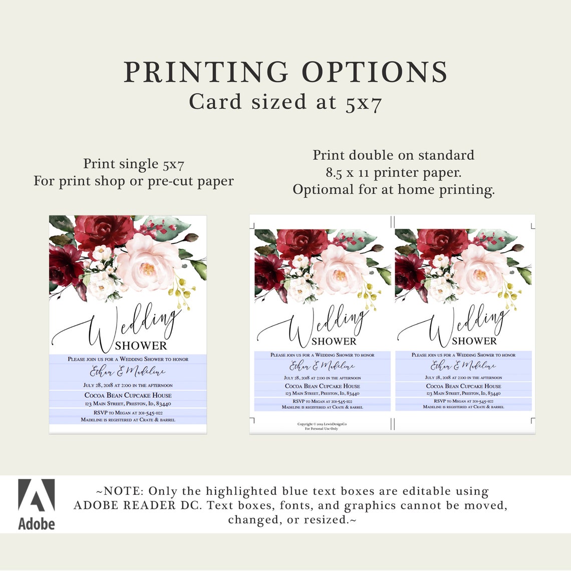 Wedding Shower Invitation Template, Burgundy Bride Groom Bridal Shower ...