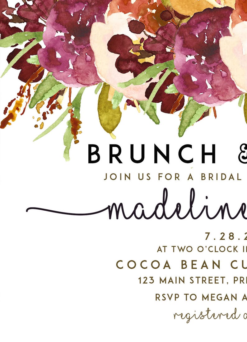 Autumn Brunch and Bubbly Invitation Fall Floral Bridal | Etsy