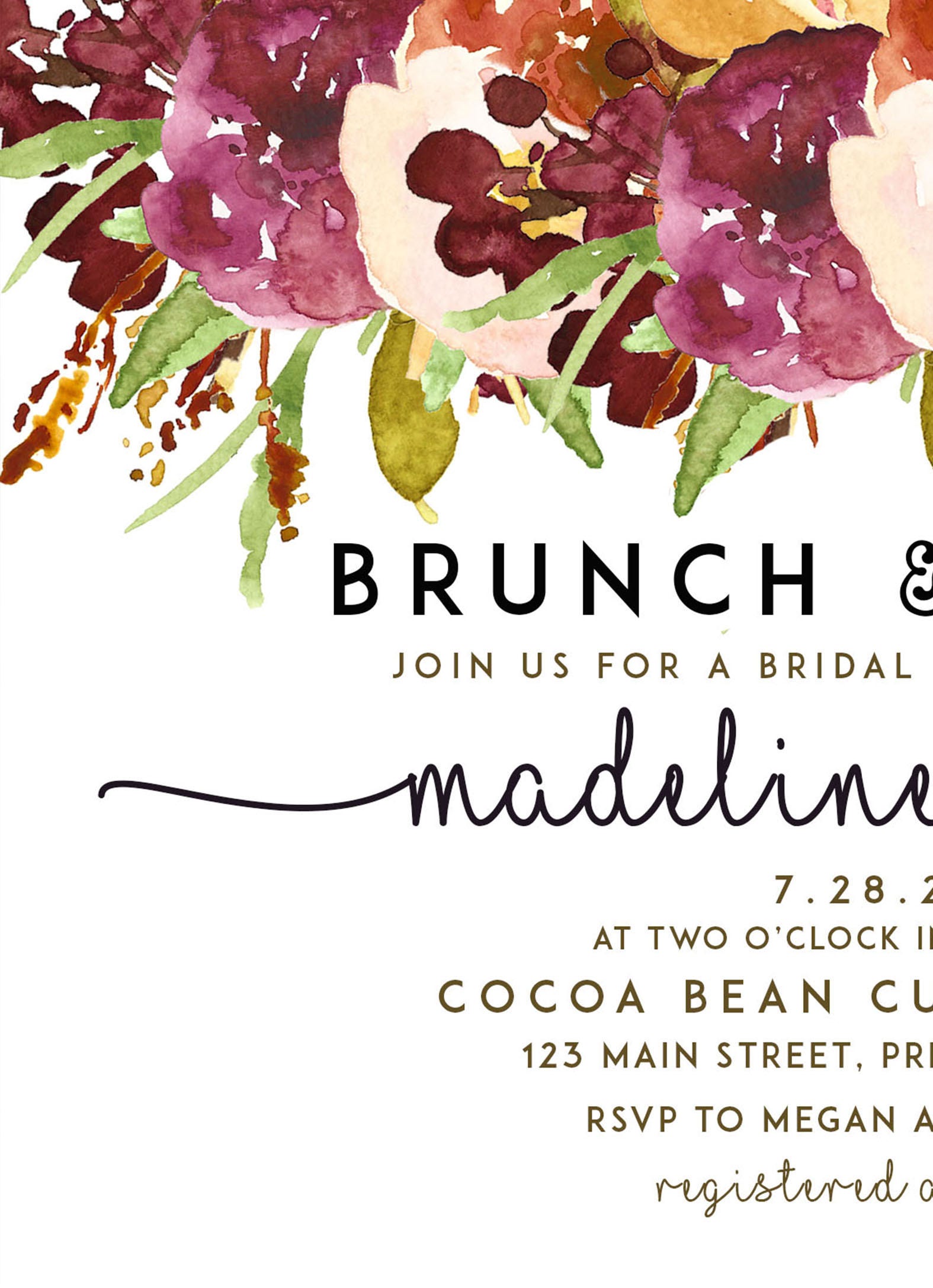 Autumn Brunch and Bubbly Invitation Fall Floral Bridal | Etsy