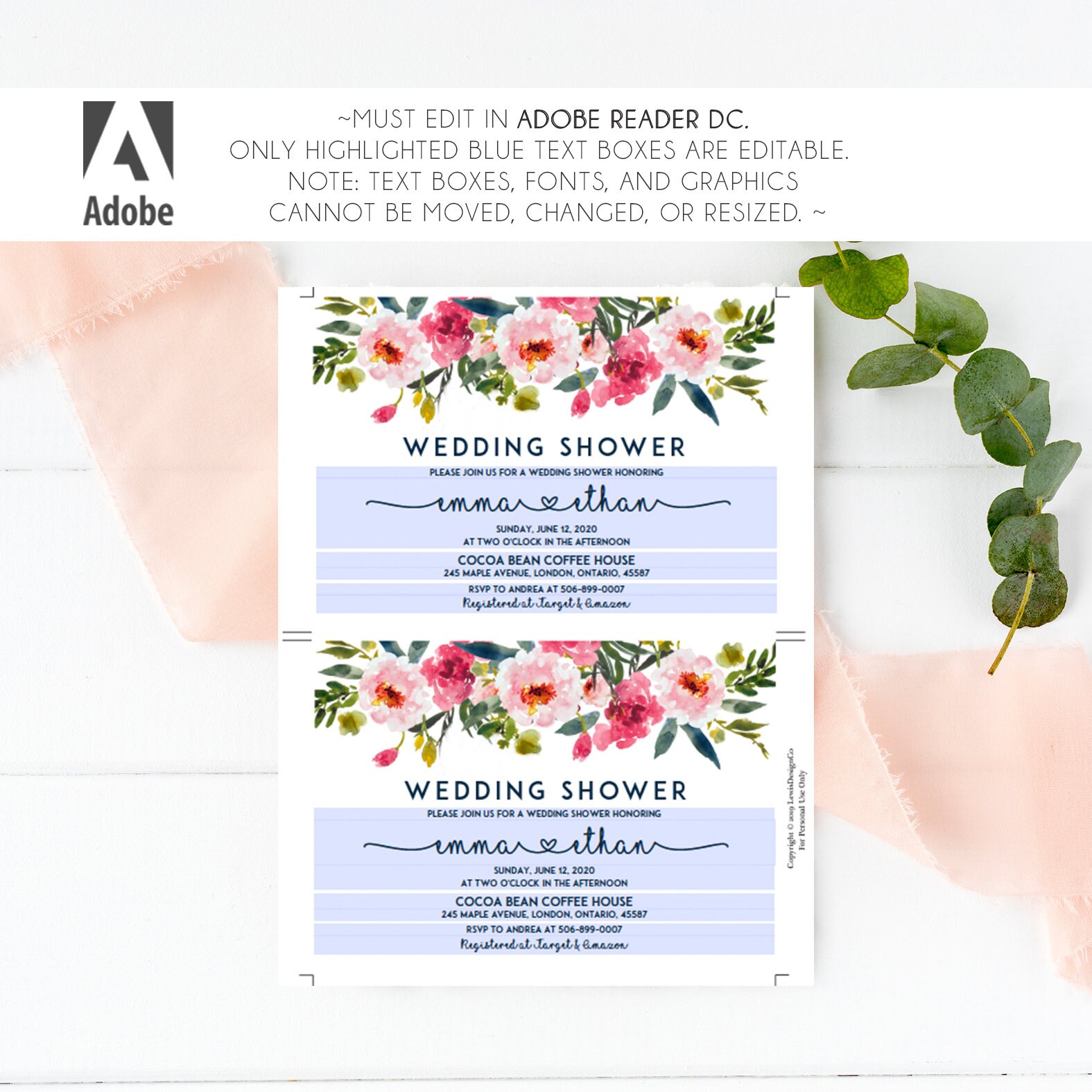 Wedding Shower Invitation Floral Bridal Shower Card Couples | Etsy