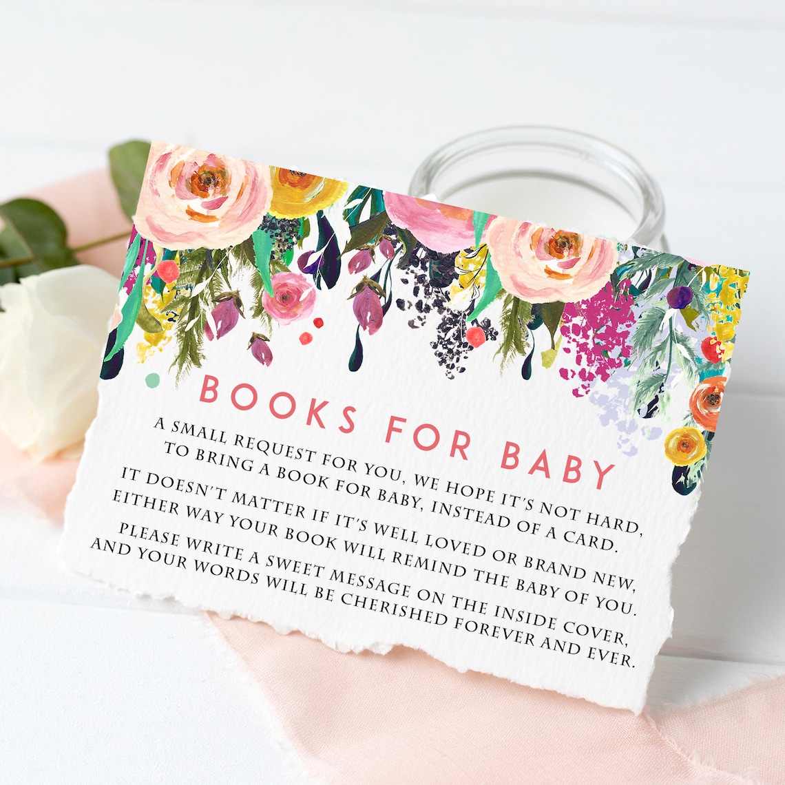 Books for Baby Baby Shower Book Request Card Floral Book - Etsy