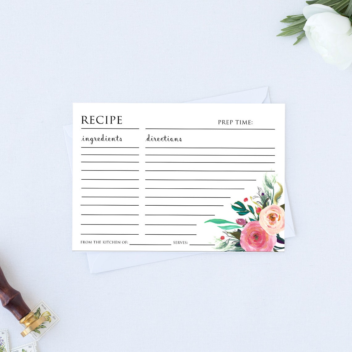 Printable File Floral Recipe Cards Bridal Shower Invitation | Etsy