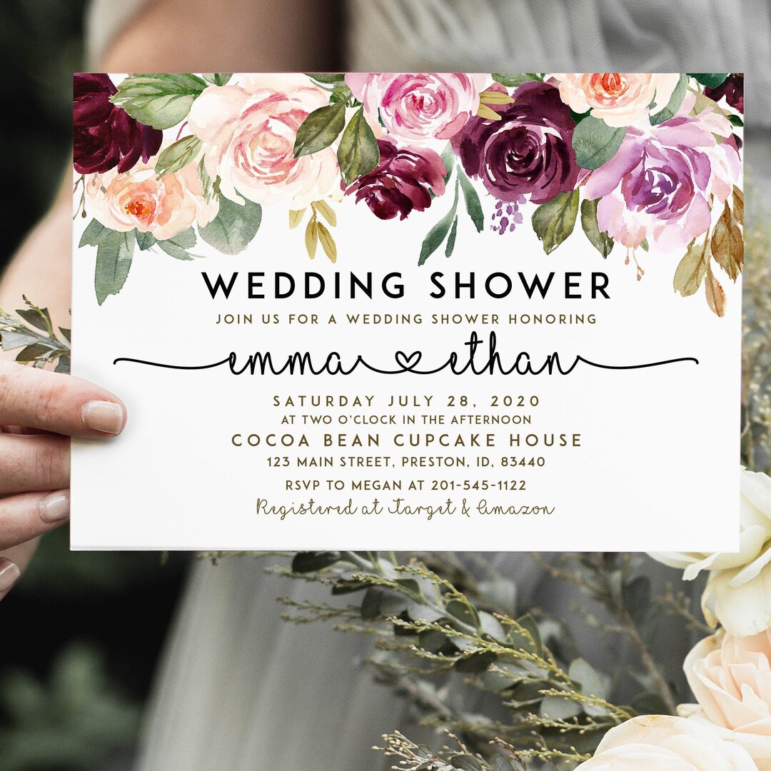 Wedding Shower Invitation, Fall Floral Bridal Shower Card, Couples ...