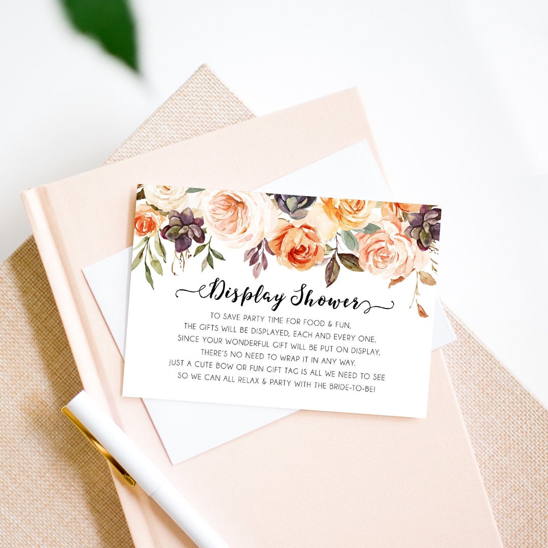 Display Shower Card Insert, Bridal Shower Insert, Bridal Shower ...