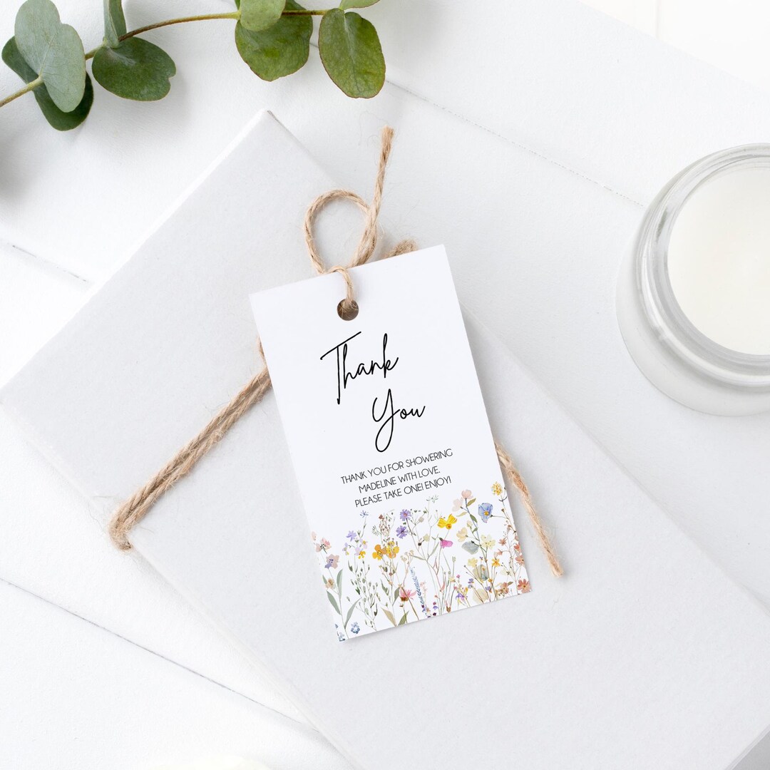 Wildflower Thank You Tag Template, Instant Download Printable Editable ...