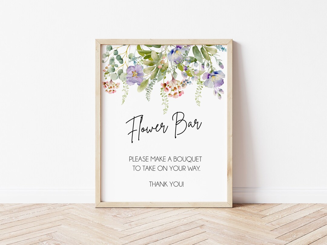 Wildflower Flower Bar Sign, Bridal Shower, Bouquet Bar Sign, Make a ...