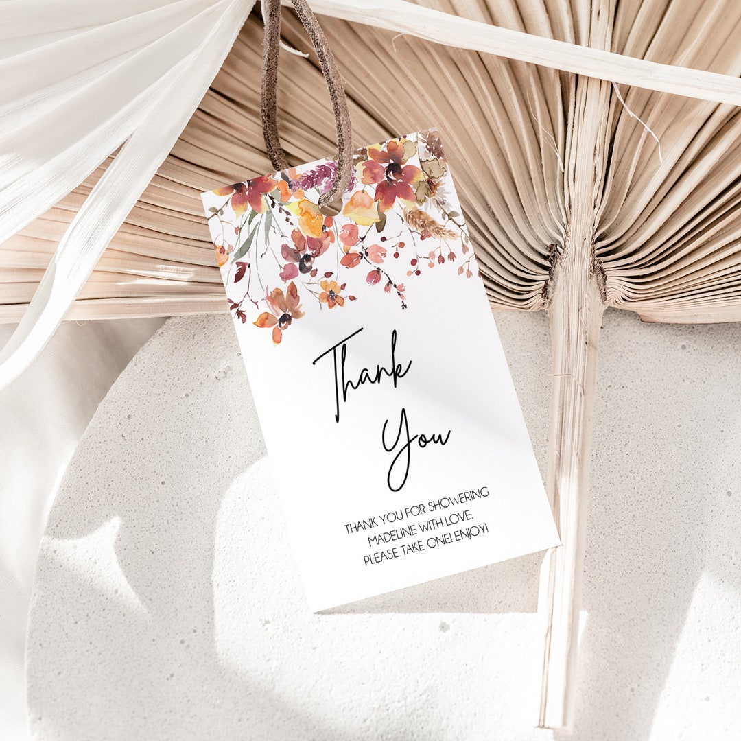 Fall Wildflower Thank You Tag Template, Instant Download Printable ...