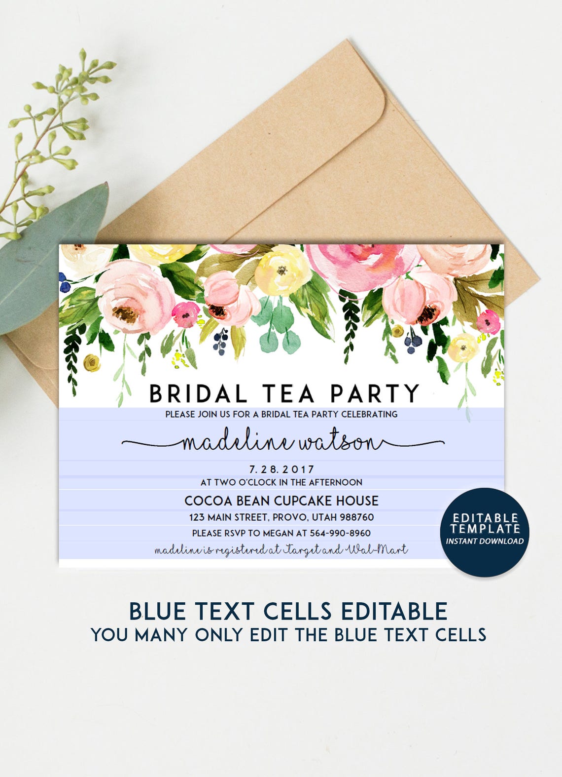 Spring Bridal Tea Party Invite Bridal Shower Invitation - Etsy