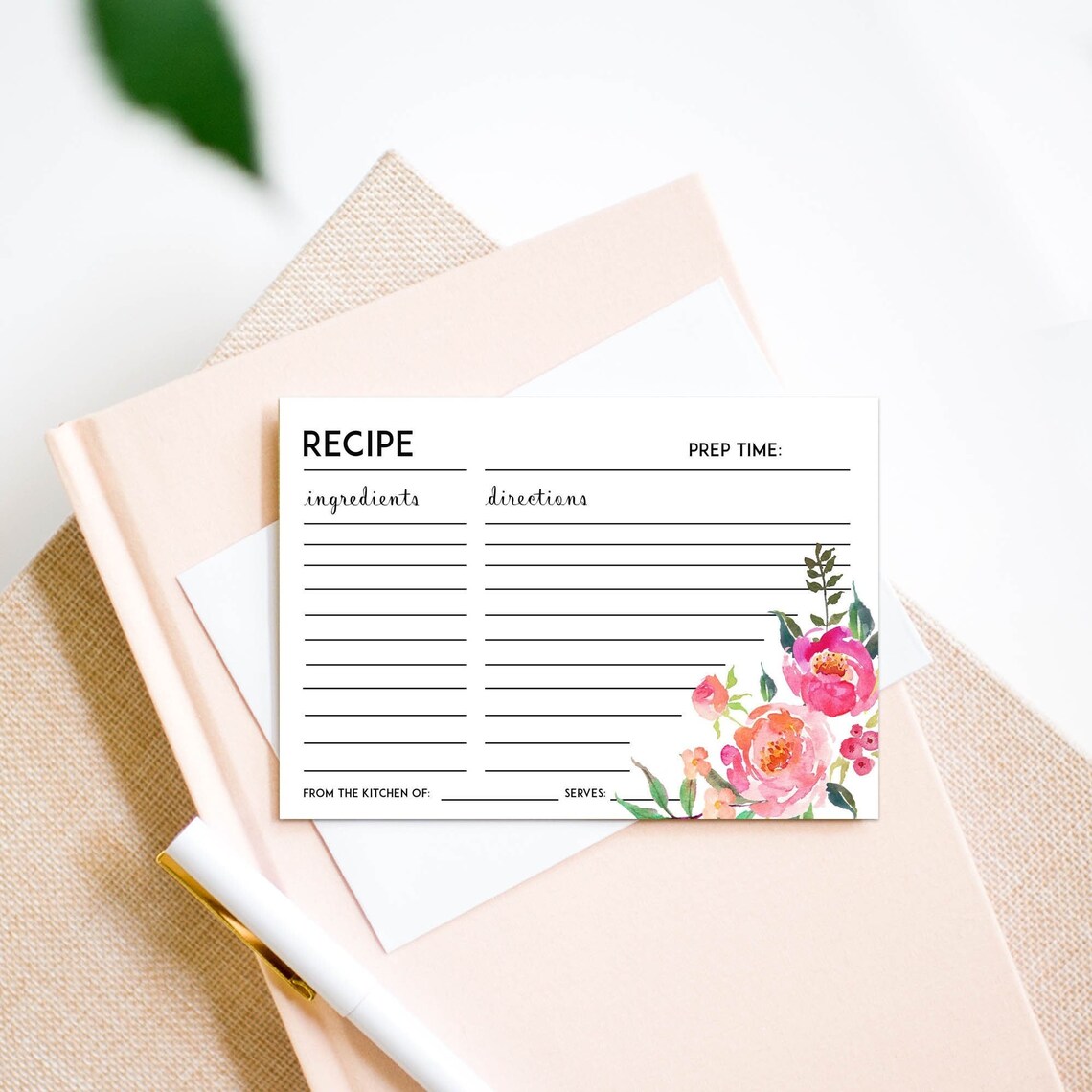 Printable File Floral Recipe Cards Bridal Shower Invitation - Etsy